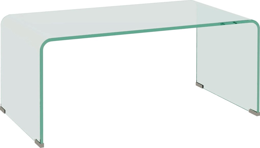 HOMCOM Průhledný Skleněný Kávový Stolek Obdélníkový Moderní Design Temperované Sklo s Bezpečnými Zaoblenými Okraji 80 x 45 x 35 cm | Aosom