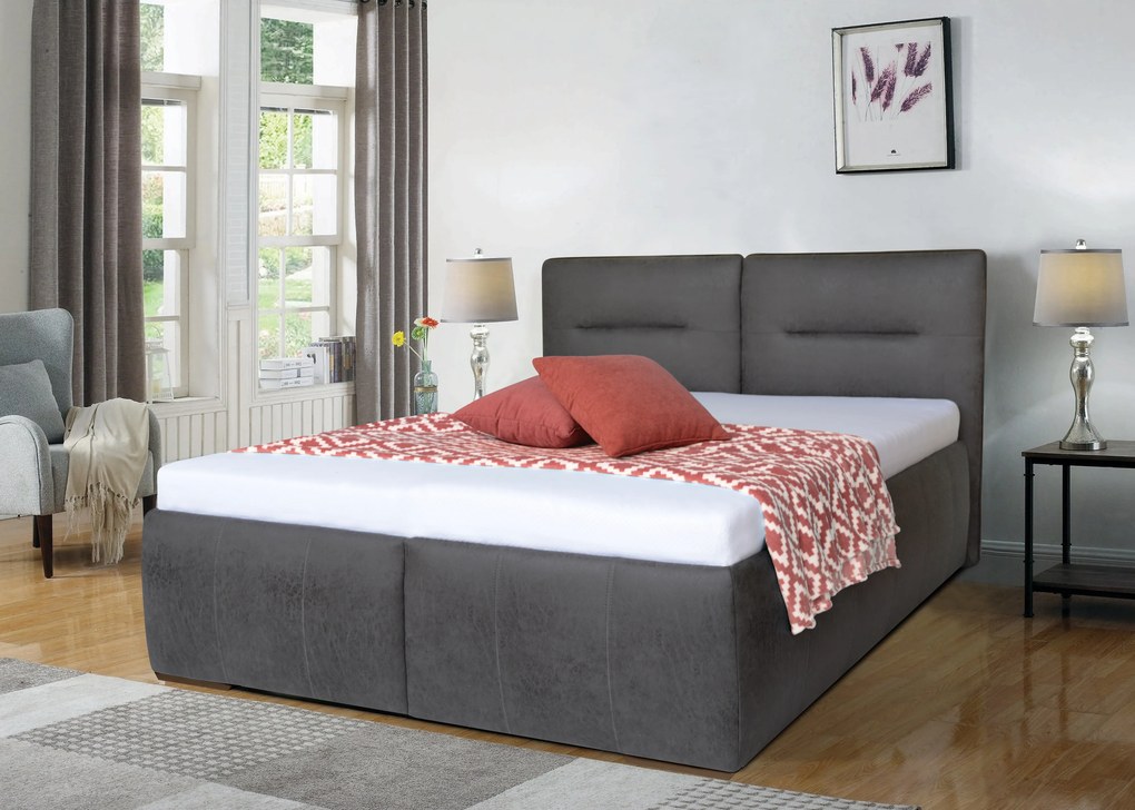 Postel INEZA 2 180cm vč. roštu a ÚP M01 ekokůže bílá, výška: 107 cm, šířka: 180 cm, hloubka: 220 cm