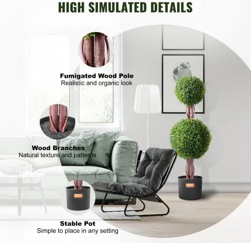 2 Kusů 0,9 m Umělý buxus Topiary Strom Umělá rostlina UV – PE Two-Tone Milan Grass