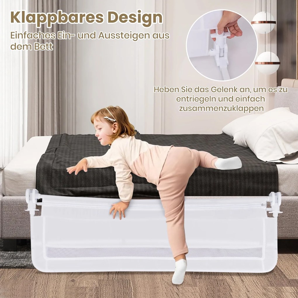 Costway Zábrana na postel pro batolata 120 cm skládací zábrana na dětskou