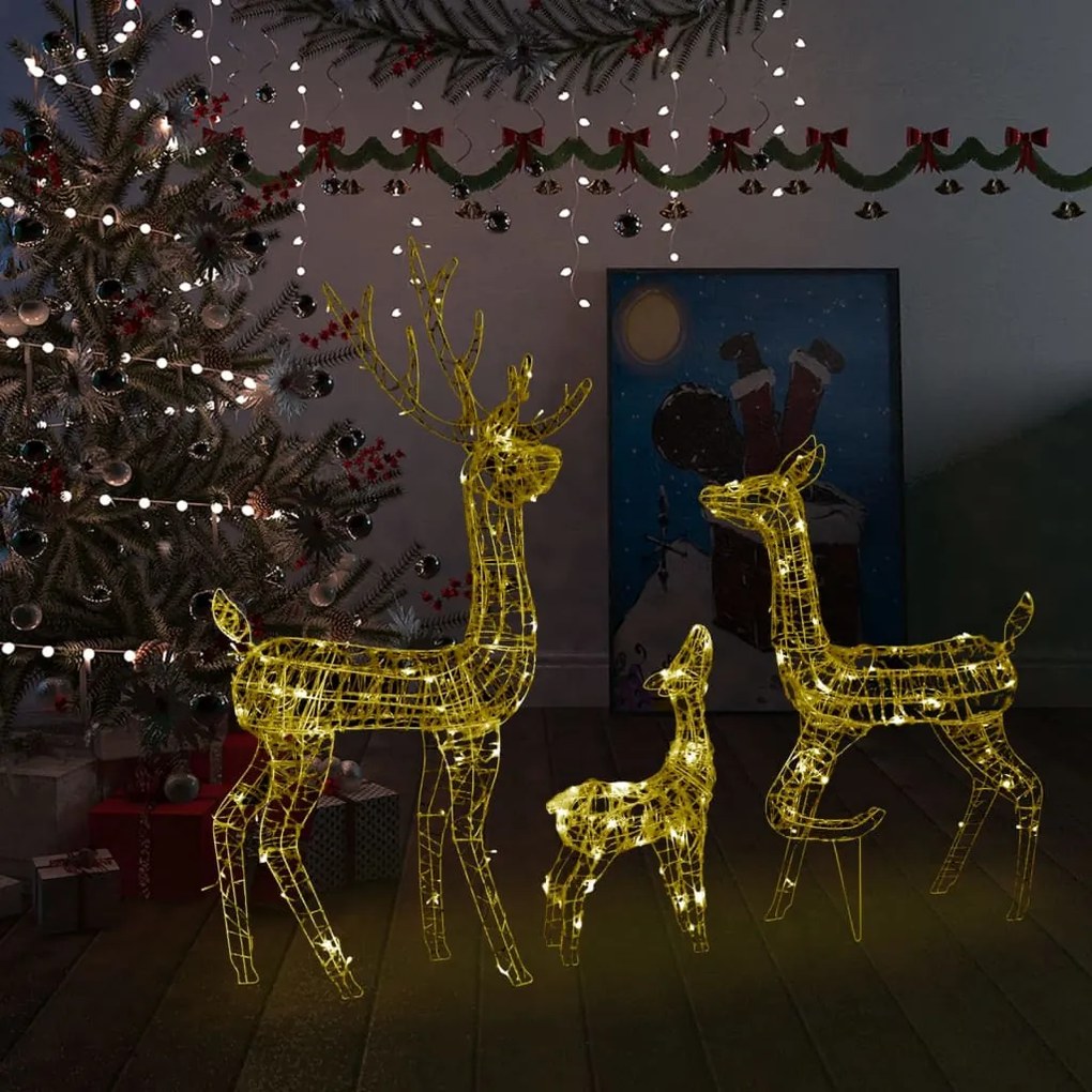 Vánoční dekorace akrylová sobí rodinka 300 LED diod teplá bílá,  329793 HangarStore.cz