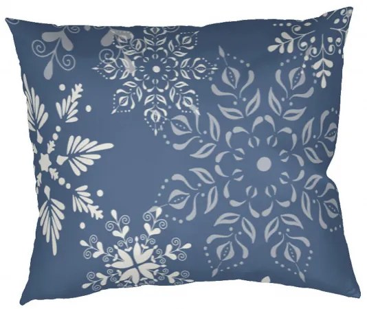 Dadka Povlak na polštář krep Snowflakes šedomodré  70x90 cm