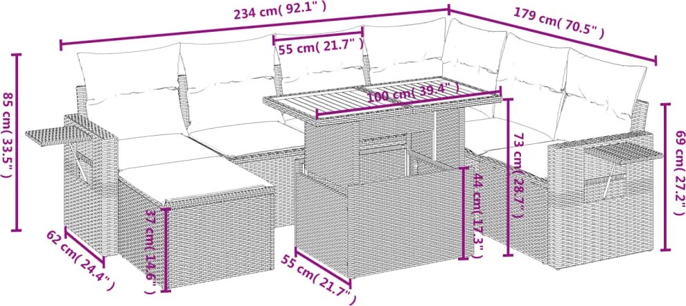 8dílná zahradní sedací souprava s poduškami černá polyratan 3275716