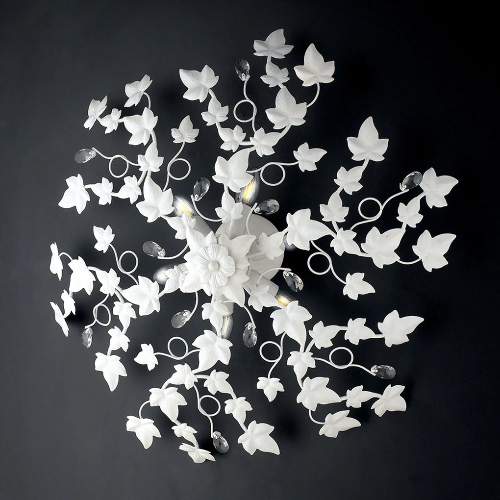 Light for home - Přisazené ke stropu kovové bílé svítidlo BL50-PL6-BCO Edera, 6 X 40 Watt Max, ošuntělá bílá, 6 X 40 W, E14, Ošuntělá bílá