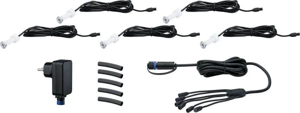 P 5063 Plug & Shine set Smart Home Zigbee 3.0 LED zemní svítidlo MicroPen IP67 3000K 5x0,2W 21VA stříbrná Smart Home Zigbee - PAULMANN