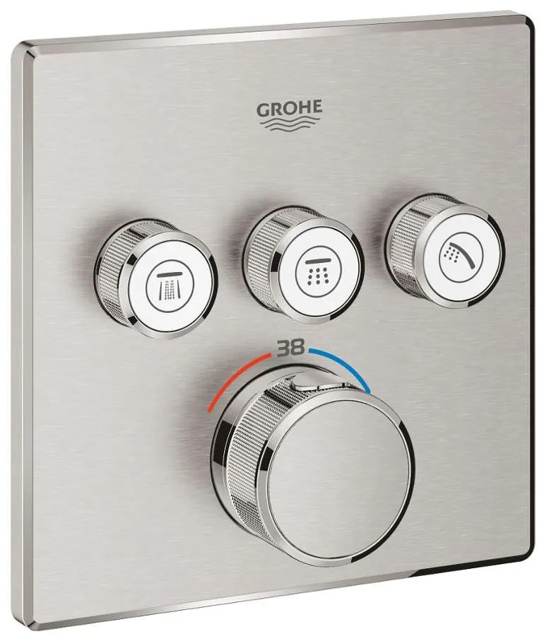 Grohe Grohtherm SmartControl - Termostatická baterie pod omítku, 3 ventily, supersteel 29126DC0