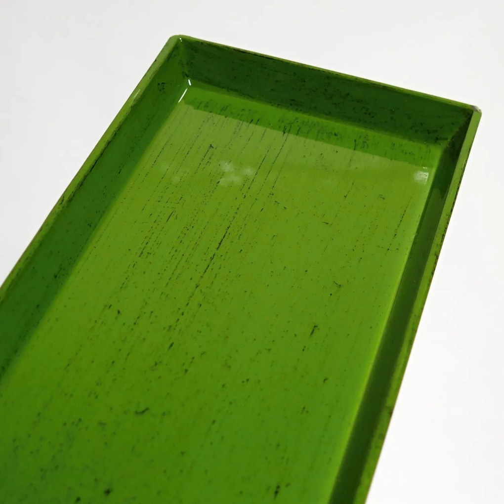 Dekorační talíř retro zelený obdelník plast 13x43,5x2cm