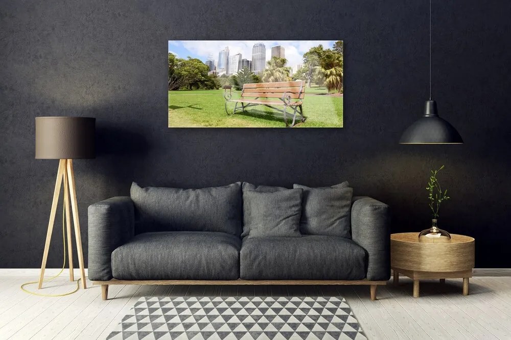 Obraz na skle Park Mrakodrapy Příroda 125x50 cm