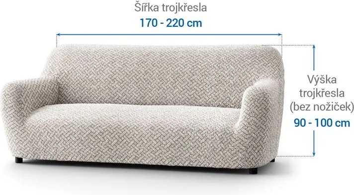 Bielastické potahy VENEZIA béžová trojkřeslo (š. 170 - 220 cm)