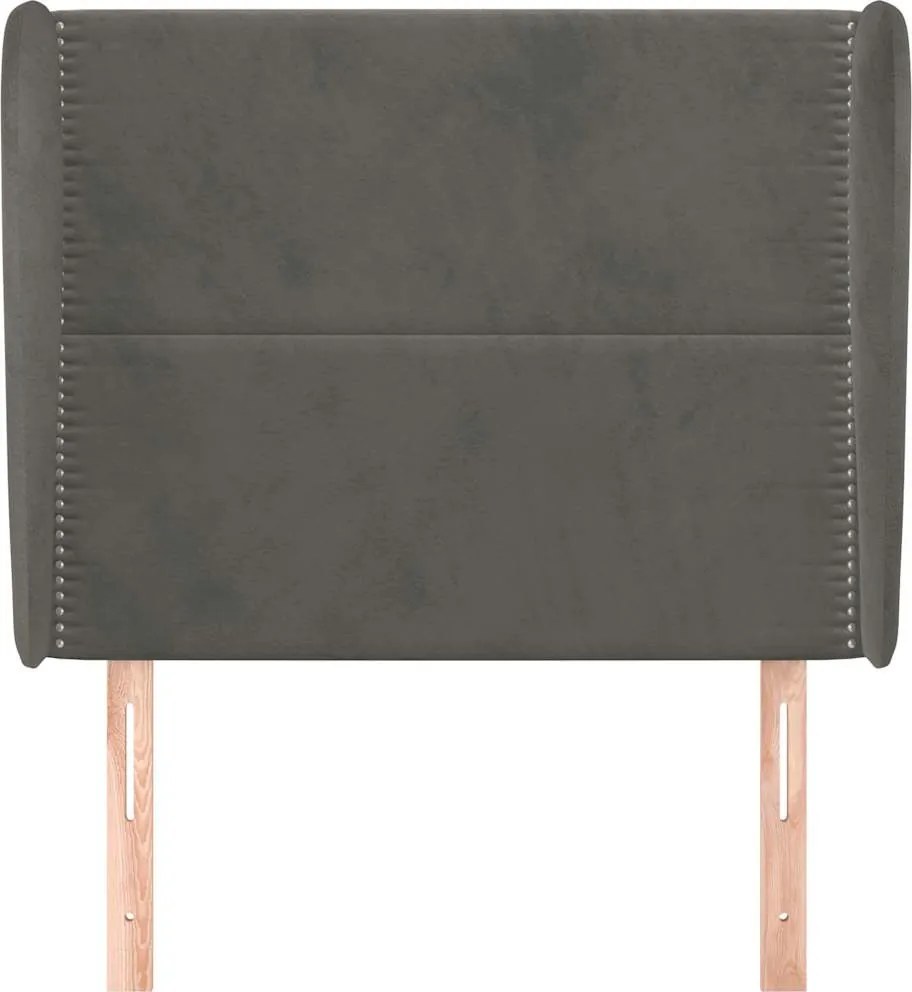 Čelo postele typu ušák tmavě šedé 103x23x118/128 cm samet 3117859