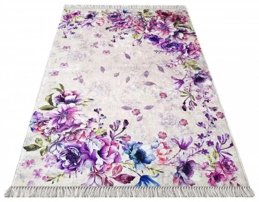 Kusový koberec Romantické květy fialový 160x220, Velikosti 160x220cm | BIANO