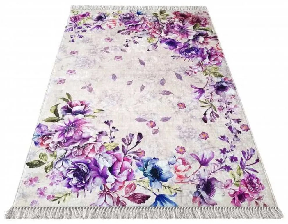 Kusový koberec Romantické květy fialový 160x220, Velikosti 160x220cm