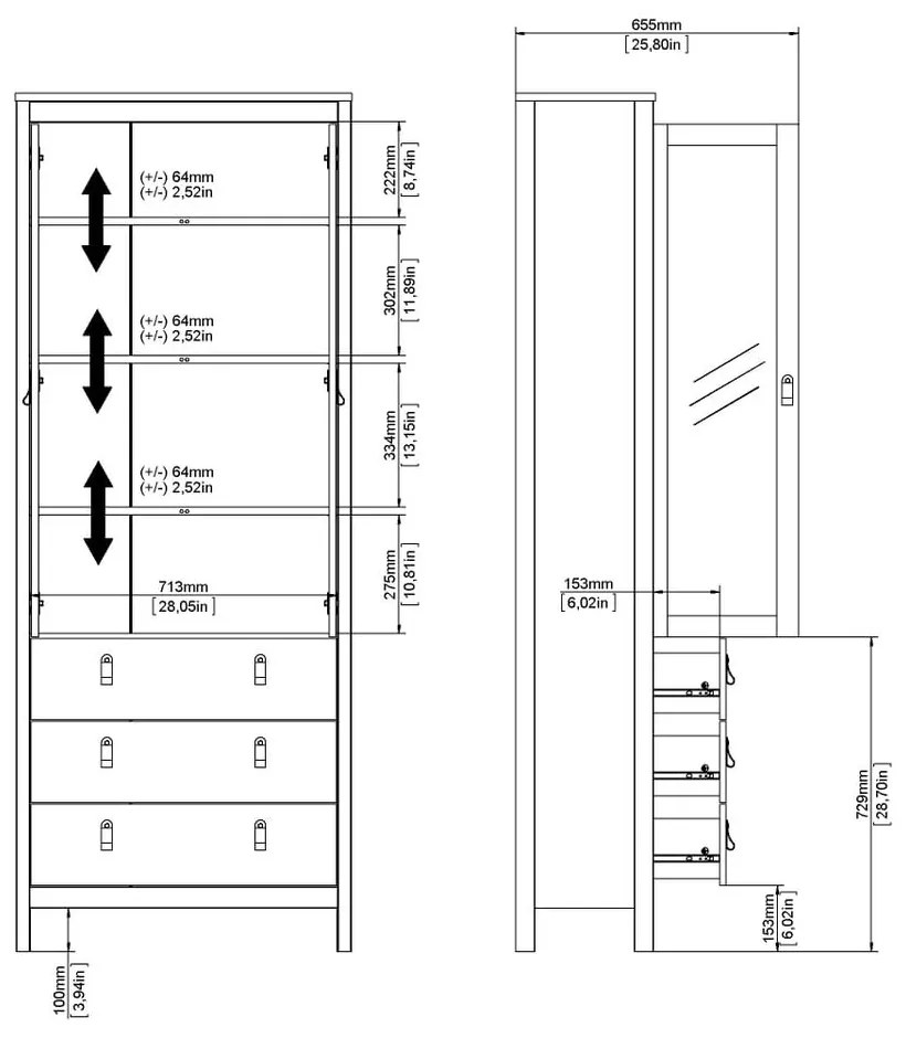 Šedobéžová vitrína 78x199x33 cm Madrid – Tvilum