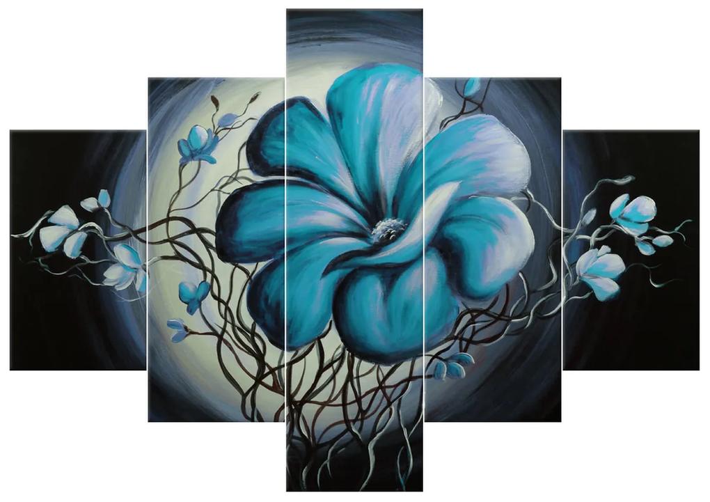 Gario Ručně malovaný obraz Modrá živá krása - 5 dílný Rozměry: 150 x 105 cm
