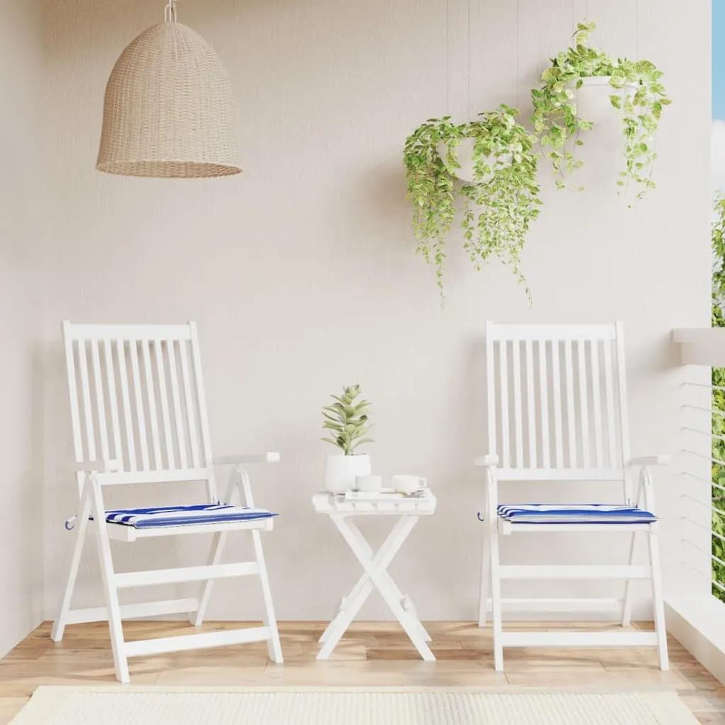vidaXL Podušky na zahradní židli 2 ks 50x50x3 cm látka oxford [361083] Barva: Modro-bílá