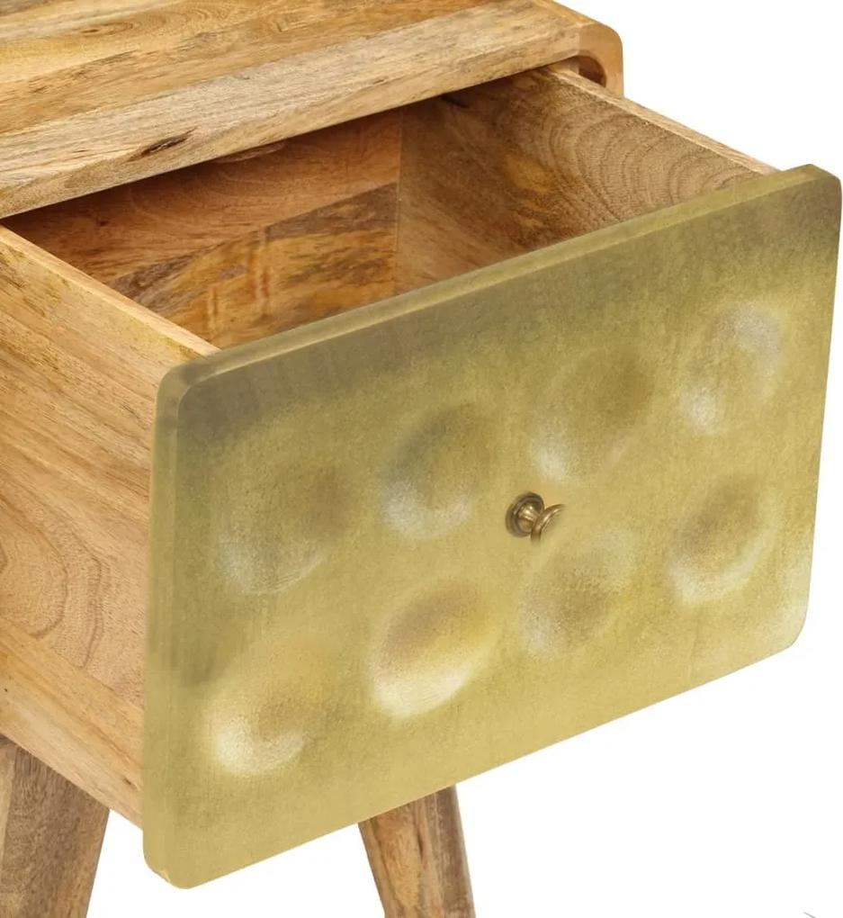 vidaXL Noční stolek 49x40x30 cm masivní sheesham se zlatým potiskem [246343] Barva: zlatá