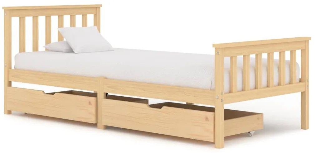 3060337 vidaXL Rám postele se 2 zásuvkami masivní borové dřevo 100 x 200 cm