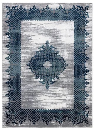 koberec CORE W9797 Rám, růžice strukturální dvě úrovně rouna, modrý velikost 140x190 cm | krásné koberce cz