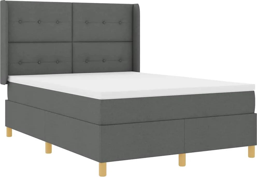 Postel s boxspringem s čelo Tmavě šedá 140 x 200 cm textil 3341834