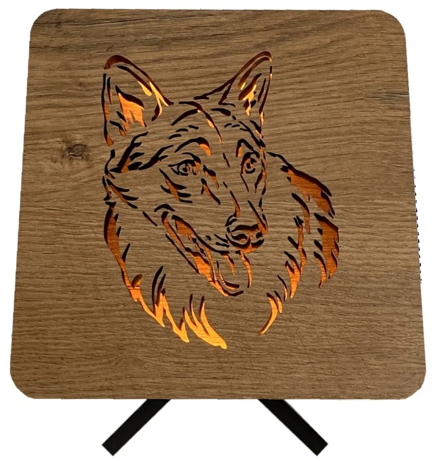 Li-Go "Německý Ovčák" lampa 19x19cm provedení povrchu: dub světlý