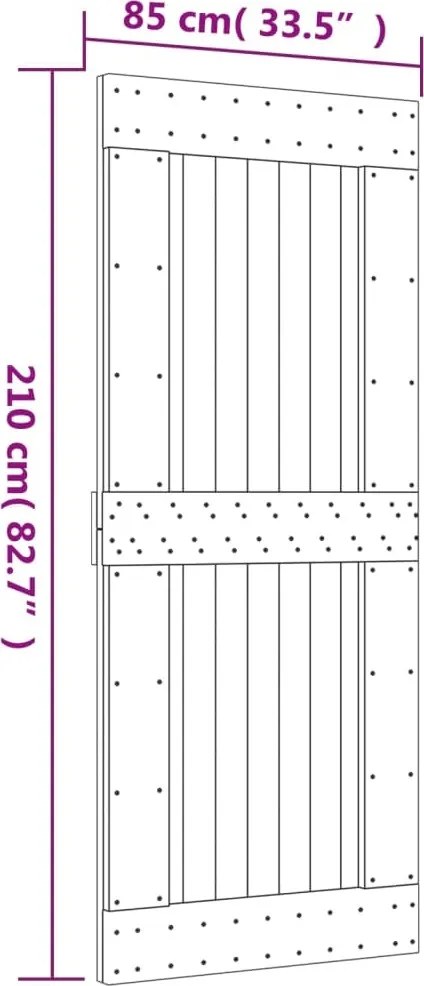 vidaXL Posuvné dveře s kováním 85 x 210 cm masivní borové dřevo [3203262]