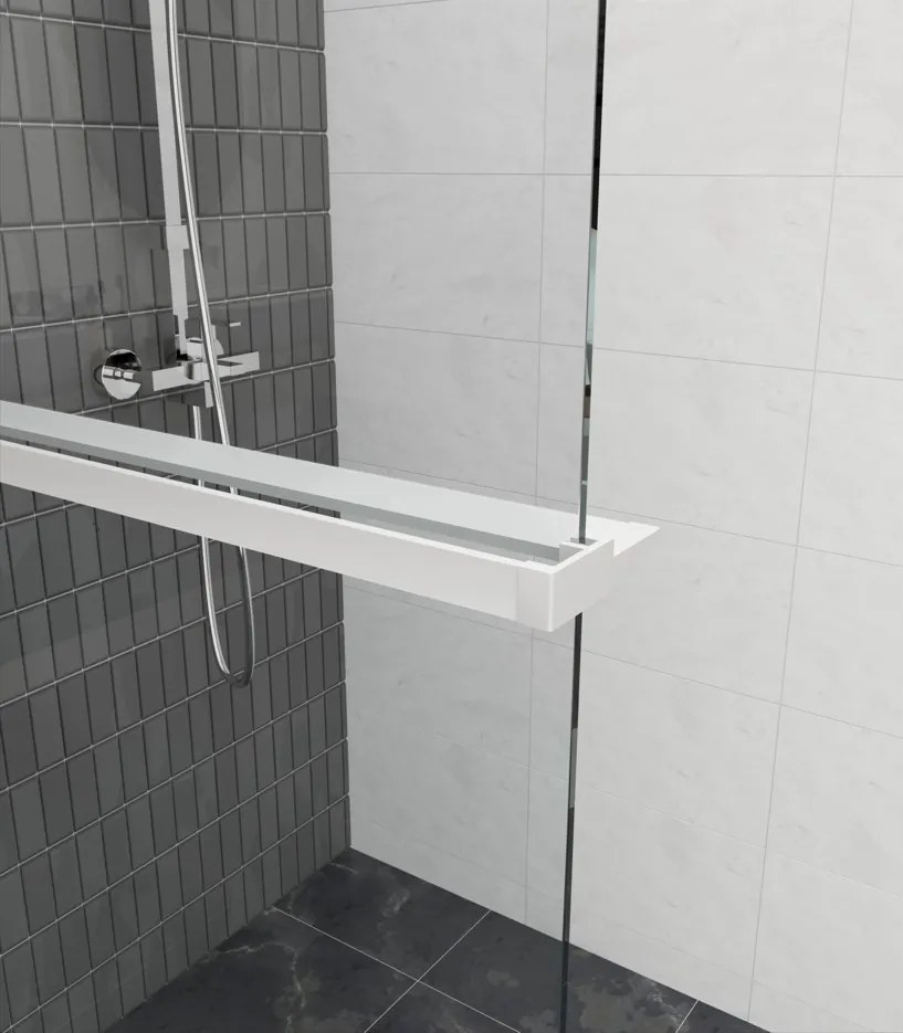Erga Paris, sprchová zástěna Walk-In 30x200 cm, 8mm šedé sklo, bílý matný profil, ERG-V02-PARIS-030x200-GR-WH