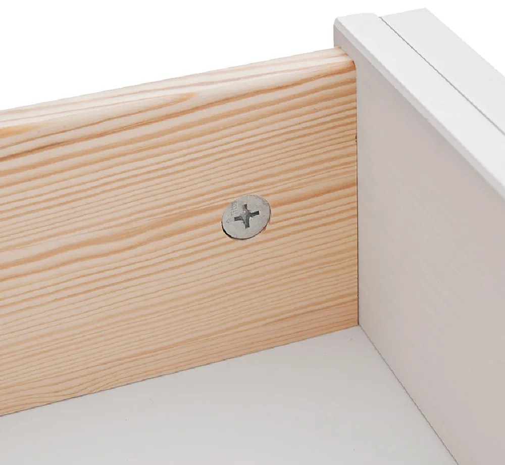 Massive home | Bílá komoda z masivu Belluno Elegante 4D3S s ořechovou deskou
