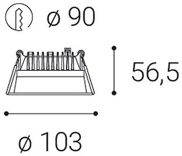 LED2 2250433D Zeta XS, černé svítidlo pro zapuštění, 10W LED 3000K DALI, ⌀10,3cm, IP44
