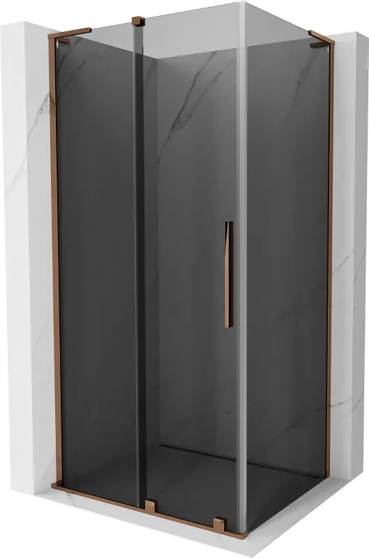 Mexen Velar L, sprchový kout s posuvnými dveřmi 90 x 75 cm, 8mm šedé sklo, růžové zlato, 871-090-075-43-60