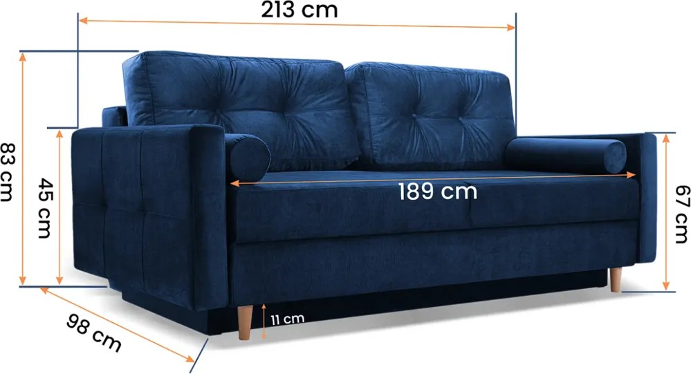 IDZ Rozkládací pohovka PASTELLA, 213 cm Barva látky: Šedá (Queens 21)