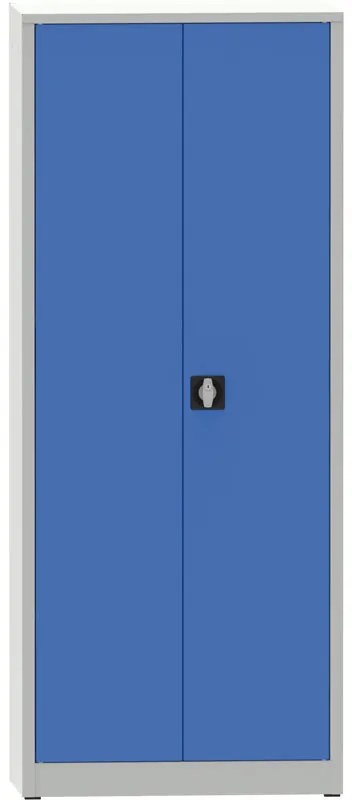 Dílenská policová skříň na nářadí KOVONA JUMBO, 4 police, svařovaná, 800 x 500 x 1950 mm, šedá / modrá