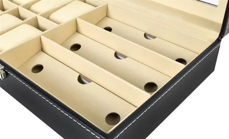 Organizér na hodinky a brýle – elegantní úložný box - Černý