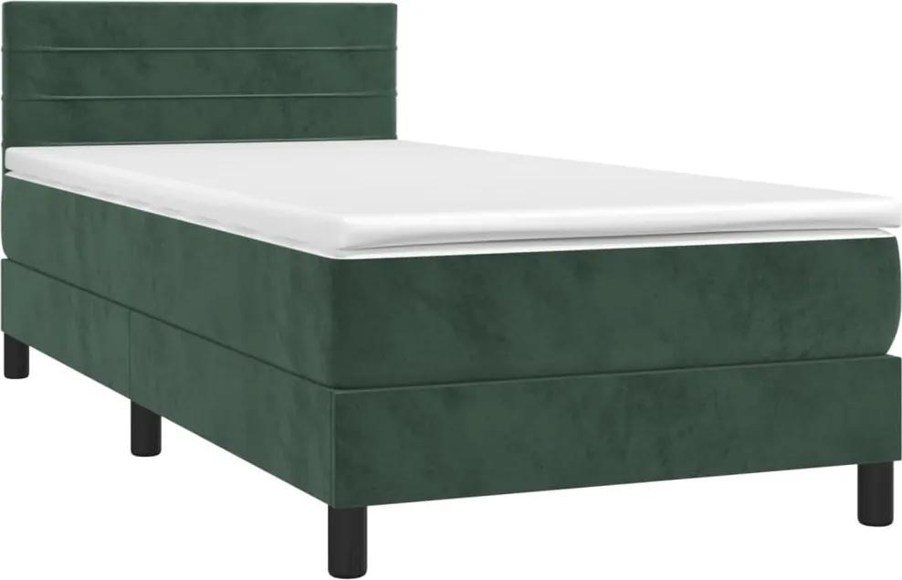 vidaXL Box spring postel s matrací a LED 90x200 cm samet [3134444] Barva: Růžová