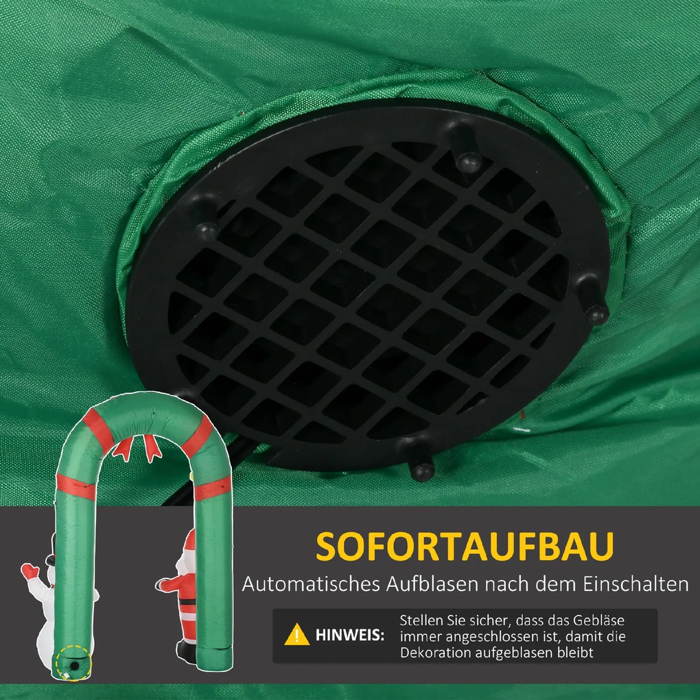 HOMCOM Nafukovací brána s Santa Clausem a sněhulákem, LED osvětlení, integrovaný ventilátor, 198 x 80 x 245 cm