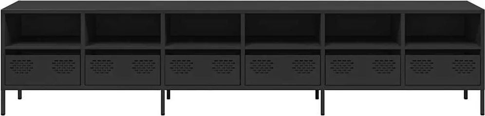 TV skříňka černá 202x39x43,5 cm ocel válcovaná za studena 3307155
