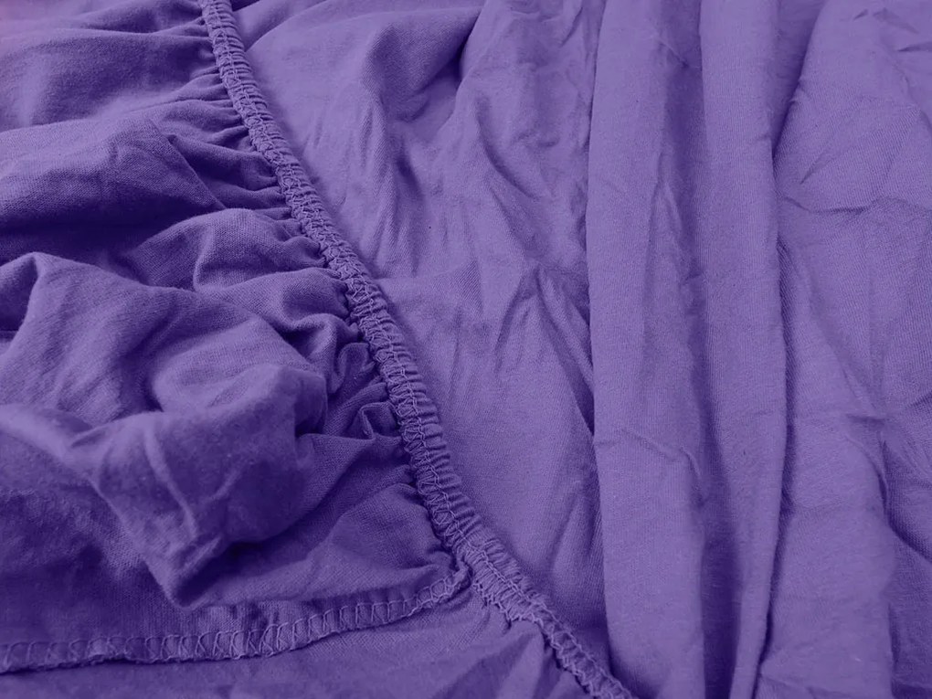 Jersey prostěradlo tmavě fialové 90 x 200 cm