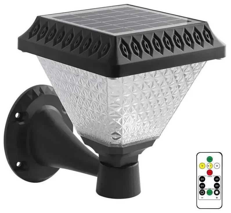 V-Tac | LED Stmívatelná solární nástěnná lampa LED/0,8W/5,5V IP44 + dálkové ovládání | VT0837