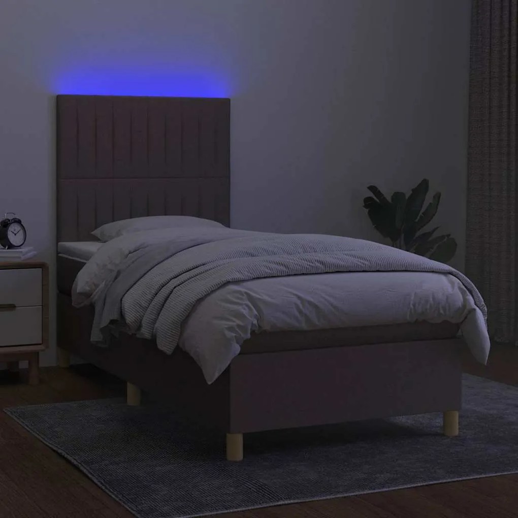 Box spring postel s matrací a LED taupe 90x200 cm textil 3135569