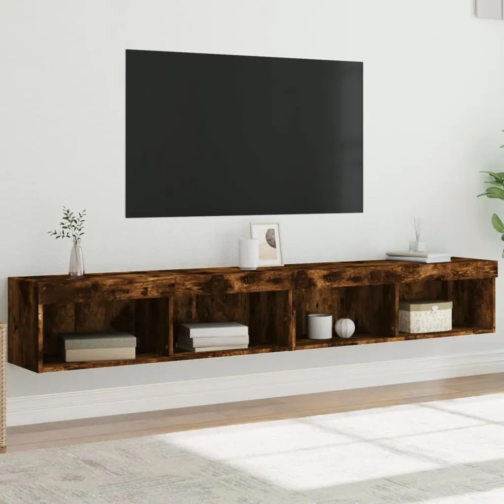 TV skříňky s LED osvětlením 2 ks kouřový dub 100 x 30 x 30 cm