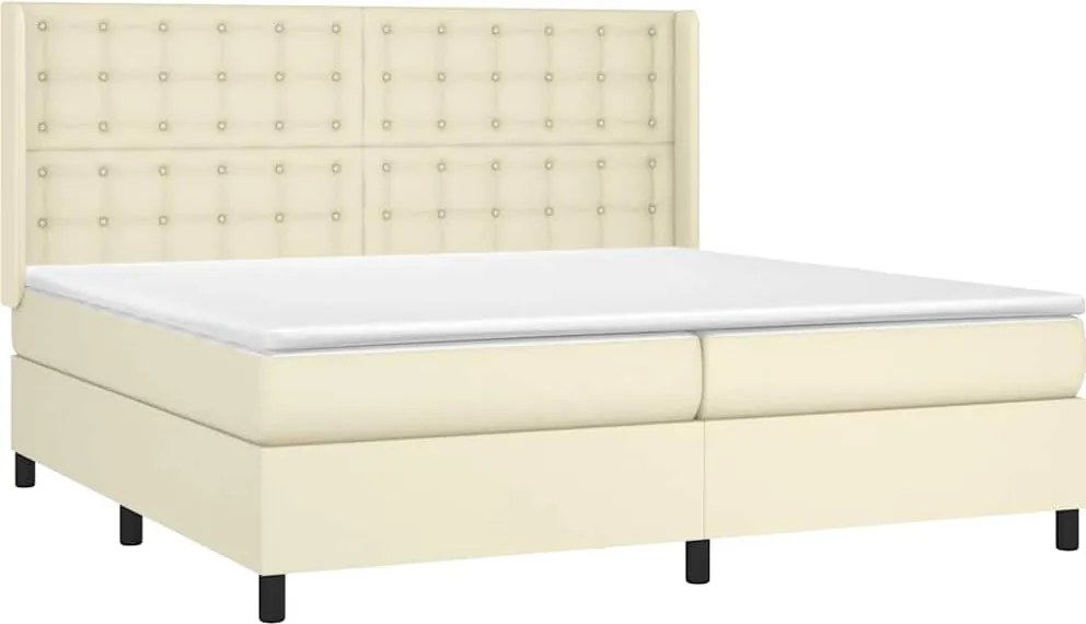 Box spring postel s matrací krémová 200x200 cm umělá kůže 3132521