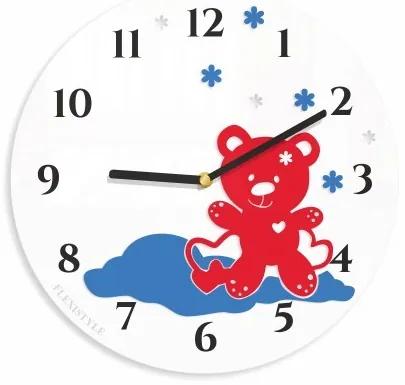 Kulaté hodiny do dětského pokoje s medvídkem