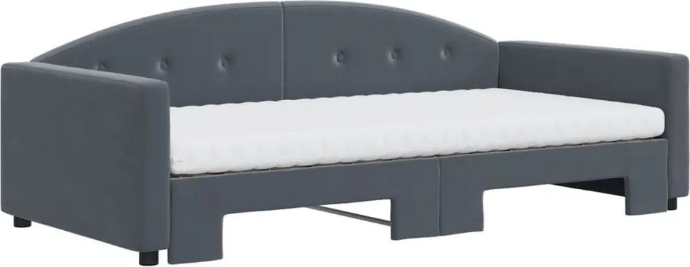 Válenda s přistýlkou a matracemi tmavě šedá 100 x 200 cm samet 3197333