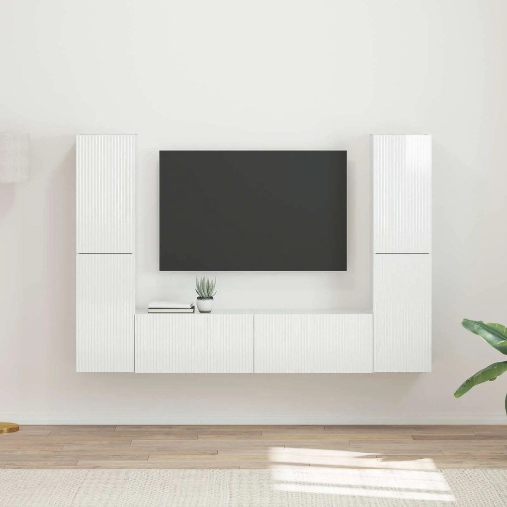 Sestava TV skříněk 6 ks Bílá s vysokým leskem Kompozitní dřevo 3409109