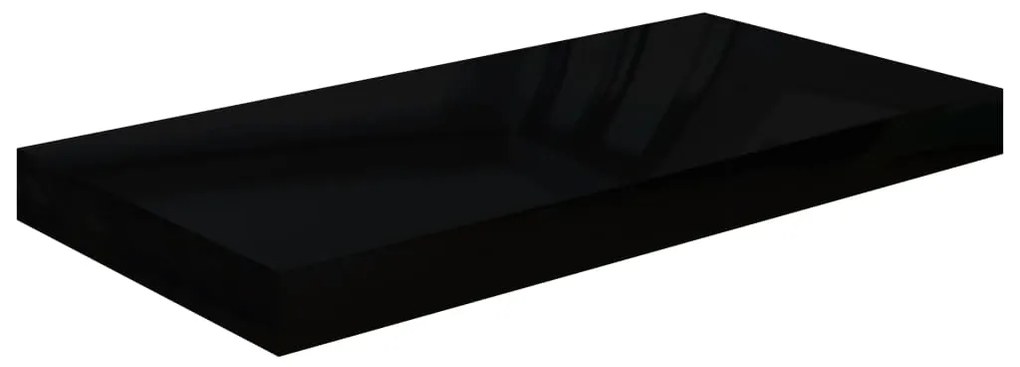 Plovoucí nástěnná police černá vysoký lesk 50 x 23,5 x 3,8 cm MDF 323766