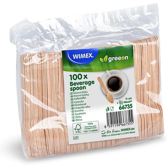 Wimex 66735 - dřevěná kávová lžička 11 cm - 100 ks