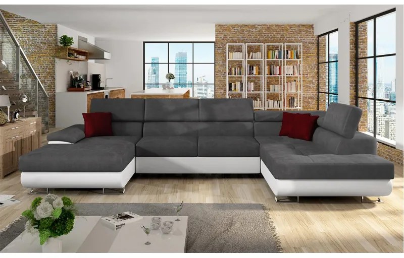 Sedací souprava Alvin Bis, Potah: ekokůže Soft 017 + Uttario Velvet 2971 + Kronos 02, Strana: Pravá - U