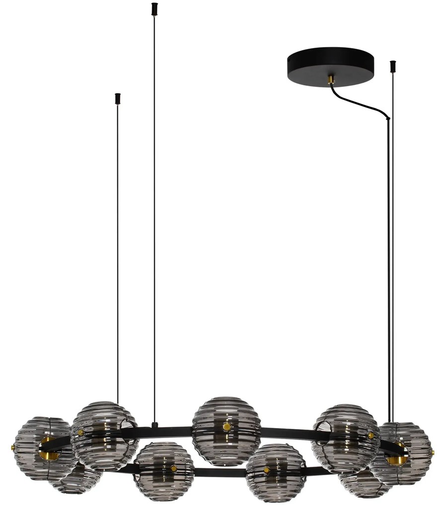 LED stmívatelný černo-zlatý moderní lustr Las 2