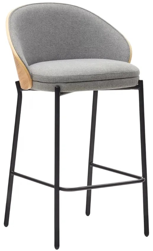 Šedá čalouněná barová židle Kave Home Eamy 65 cm