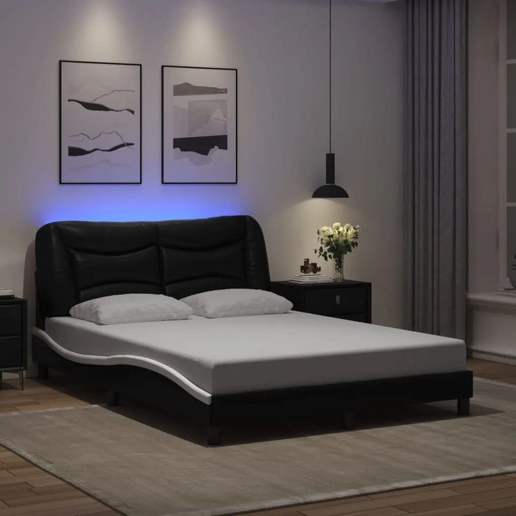 Rám postele s LED bez matrace Hvar černý a bílý 120x200 cm 3213925