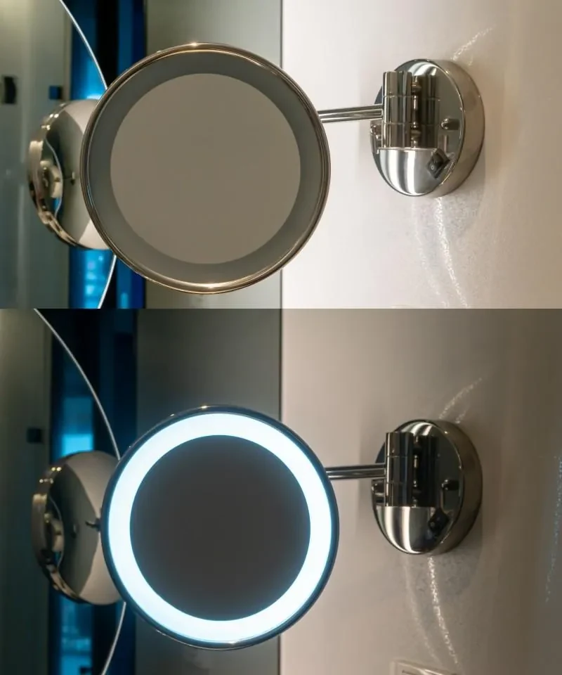 Erga Eda, LED osvětlené kosmetické zrcadlo na make-up ø20 cm, chromová ...